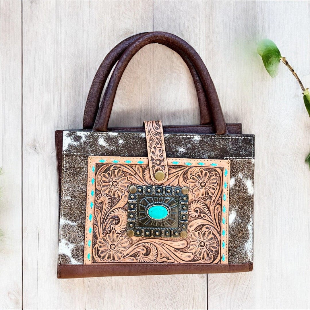 Concho Tooled Leather Cowhide Book Cover - Etsy
