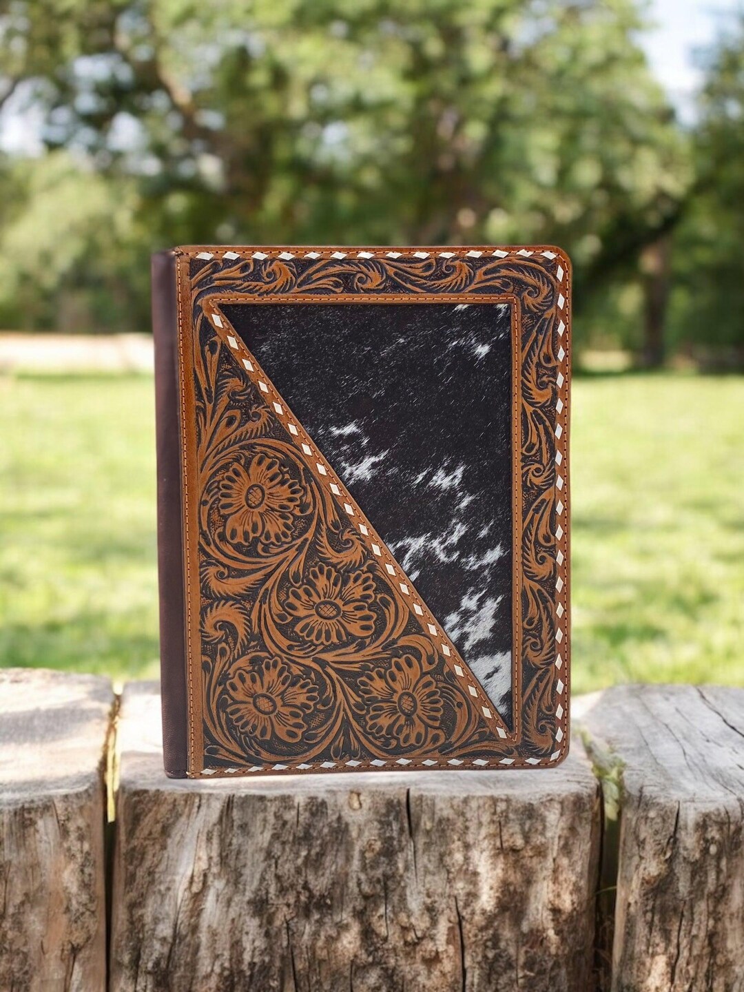 Half Cowhide Tooled Leather Floral Planner - Etsy