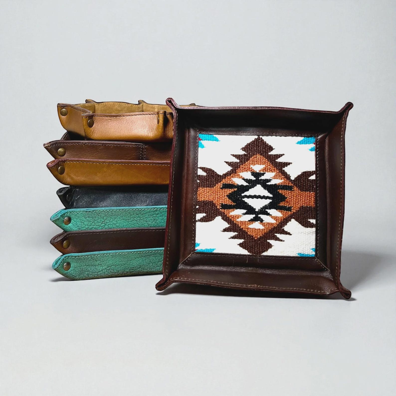 Brown Aztec Leather Tray Handmade Western Style - Etsy