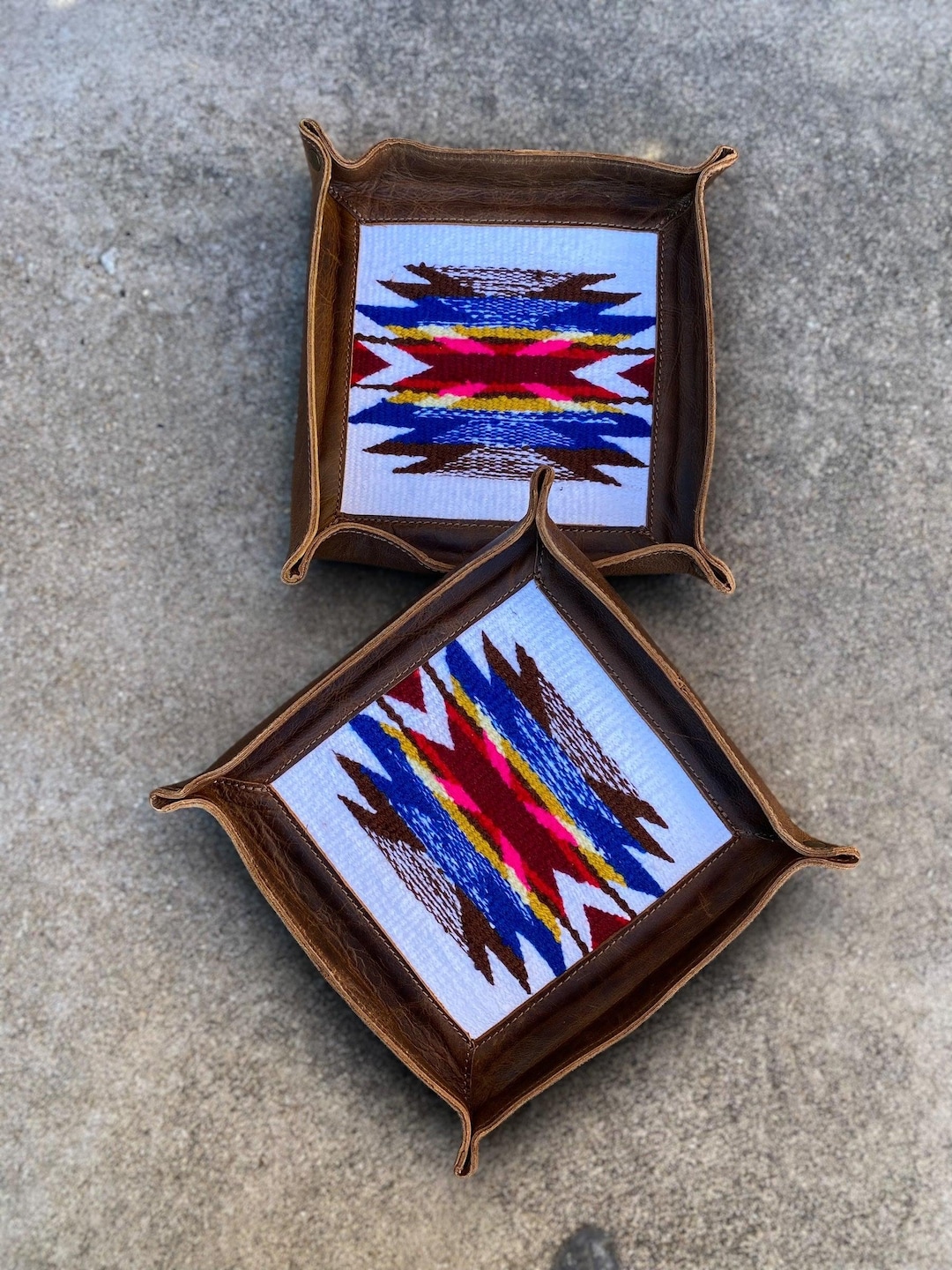Mini Decorative Tray With Brown Aztec Saddle Design - Etsy