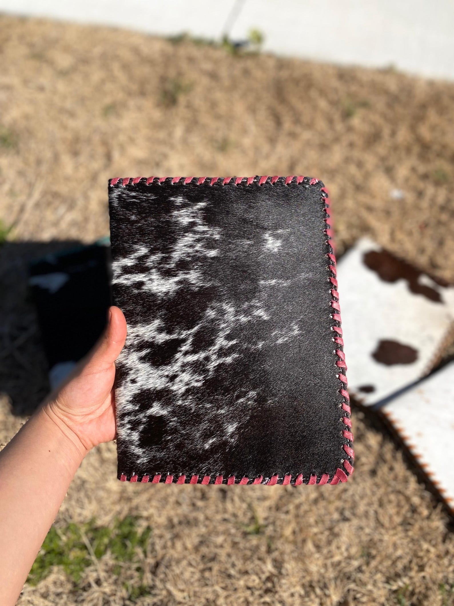 Pink Cowhide Book Cover With Western Charm - Etsy