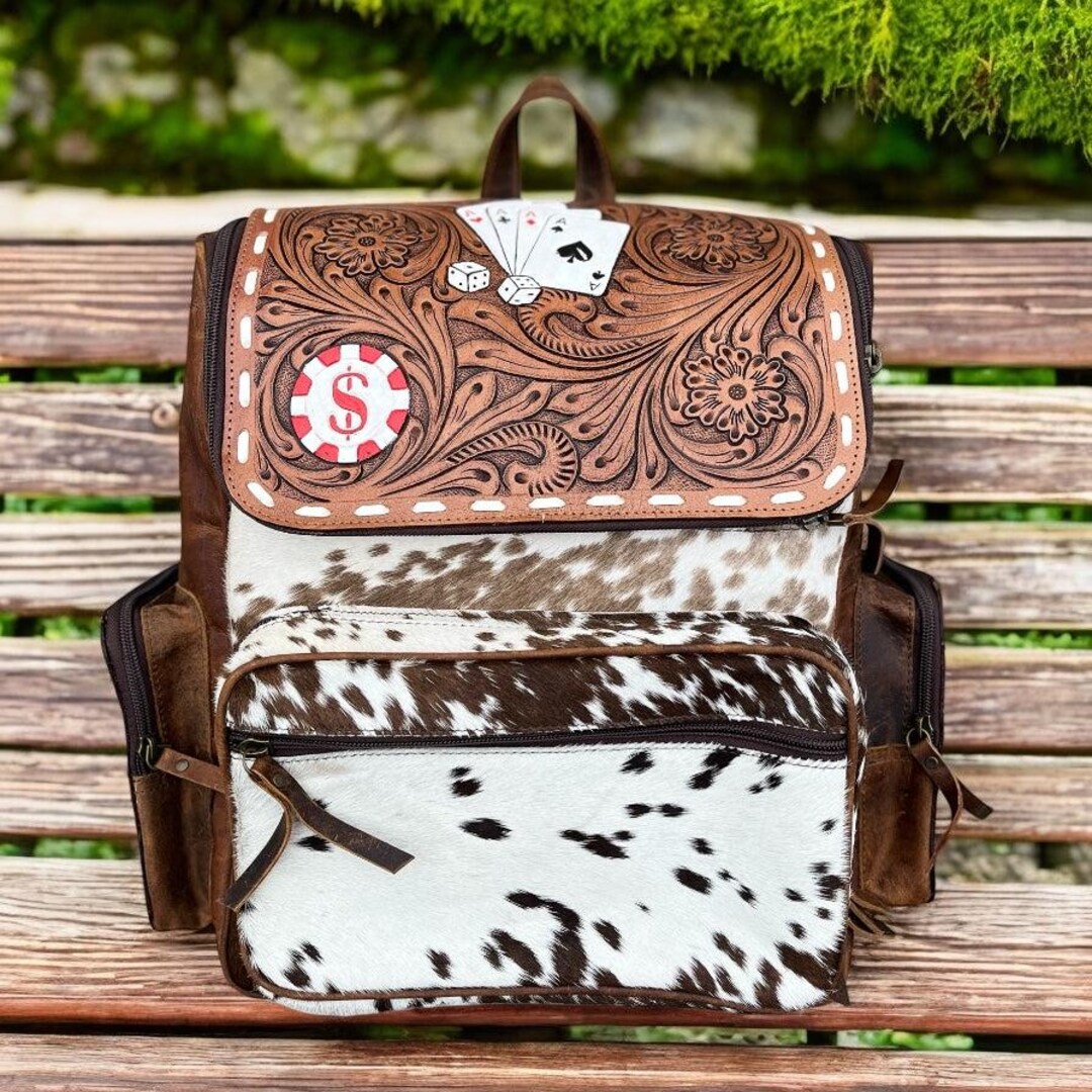 Poker Cowhide Tooled Backpack - Unique Western Style" - Etsy