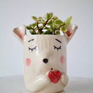 Mini Planter ,pottery Mouse With Heart - Etsy