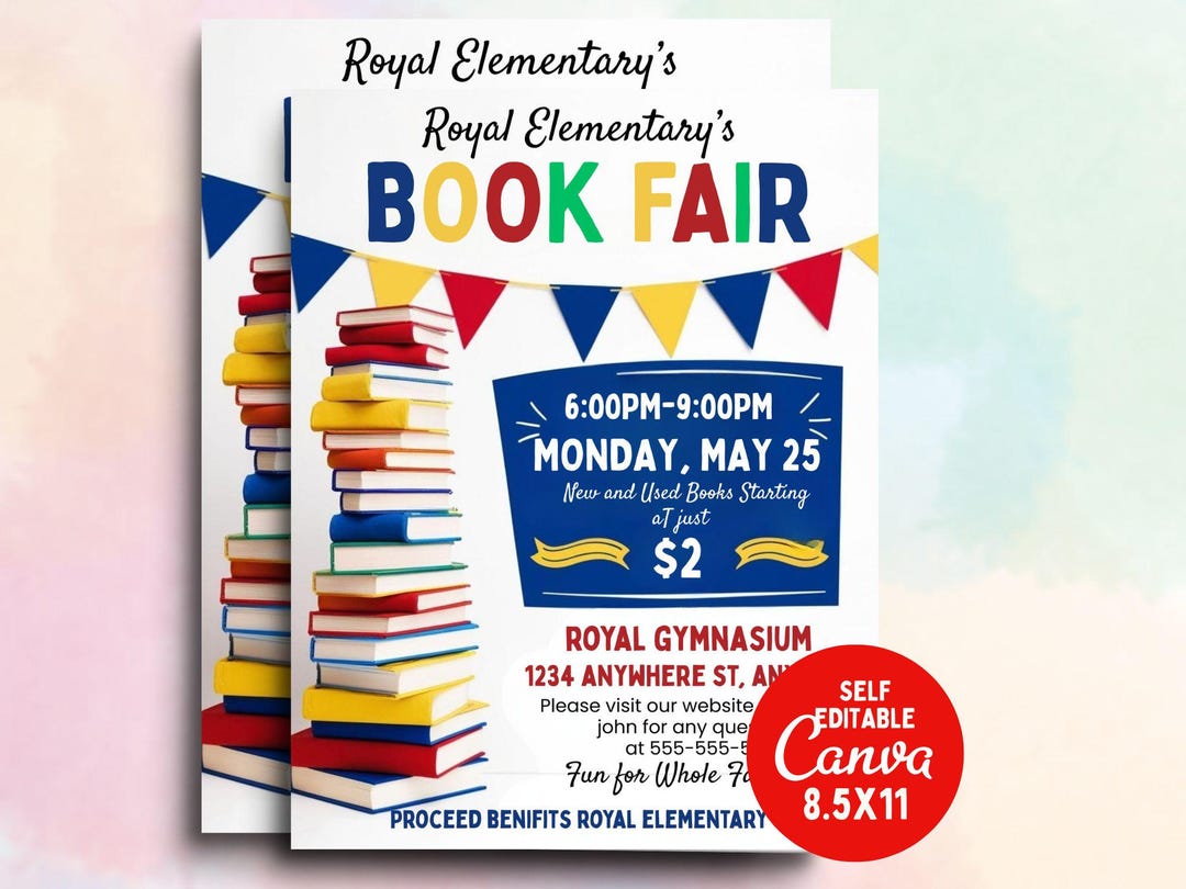 EDITABLE Book Fair Flyer Printable School Fundraiser Invitation ...