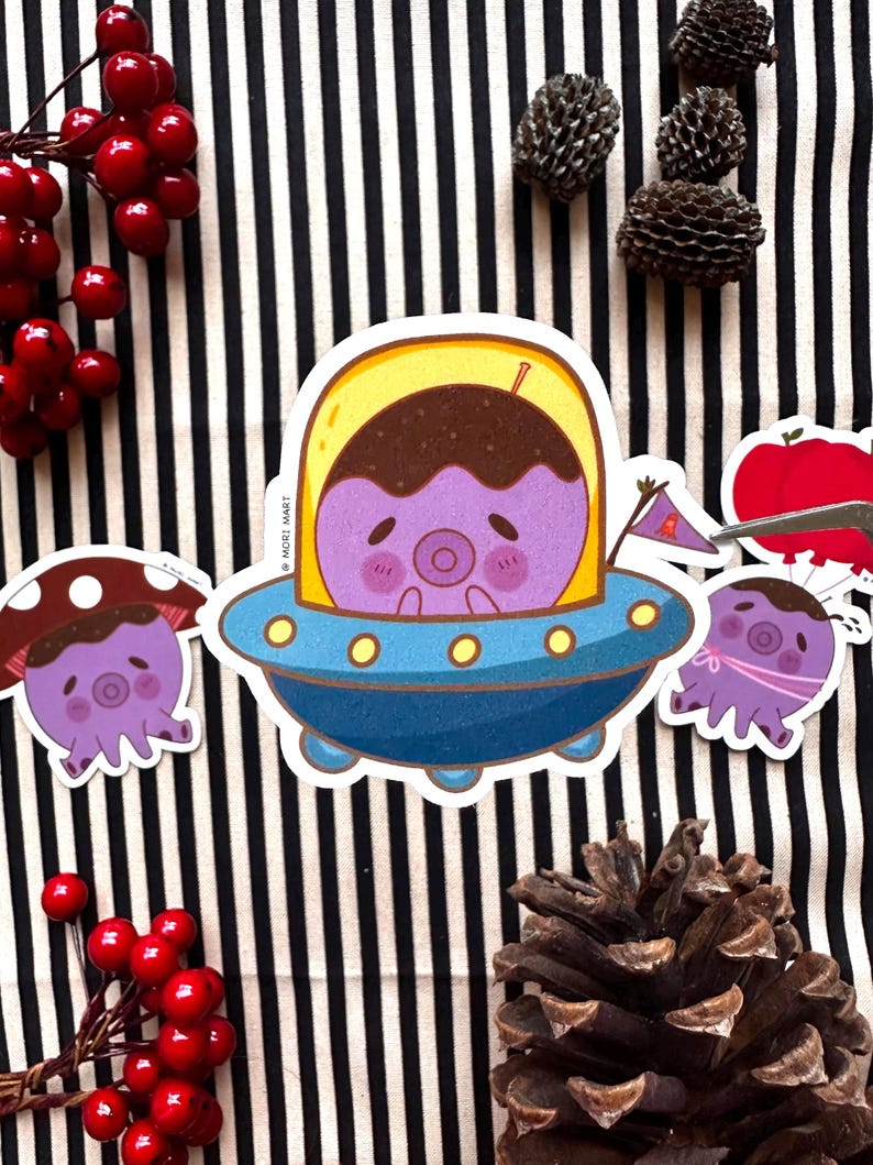 Spaceship Tako Toki Premium Vinyl Die Cut Stickers_ Octopus_takoball ...