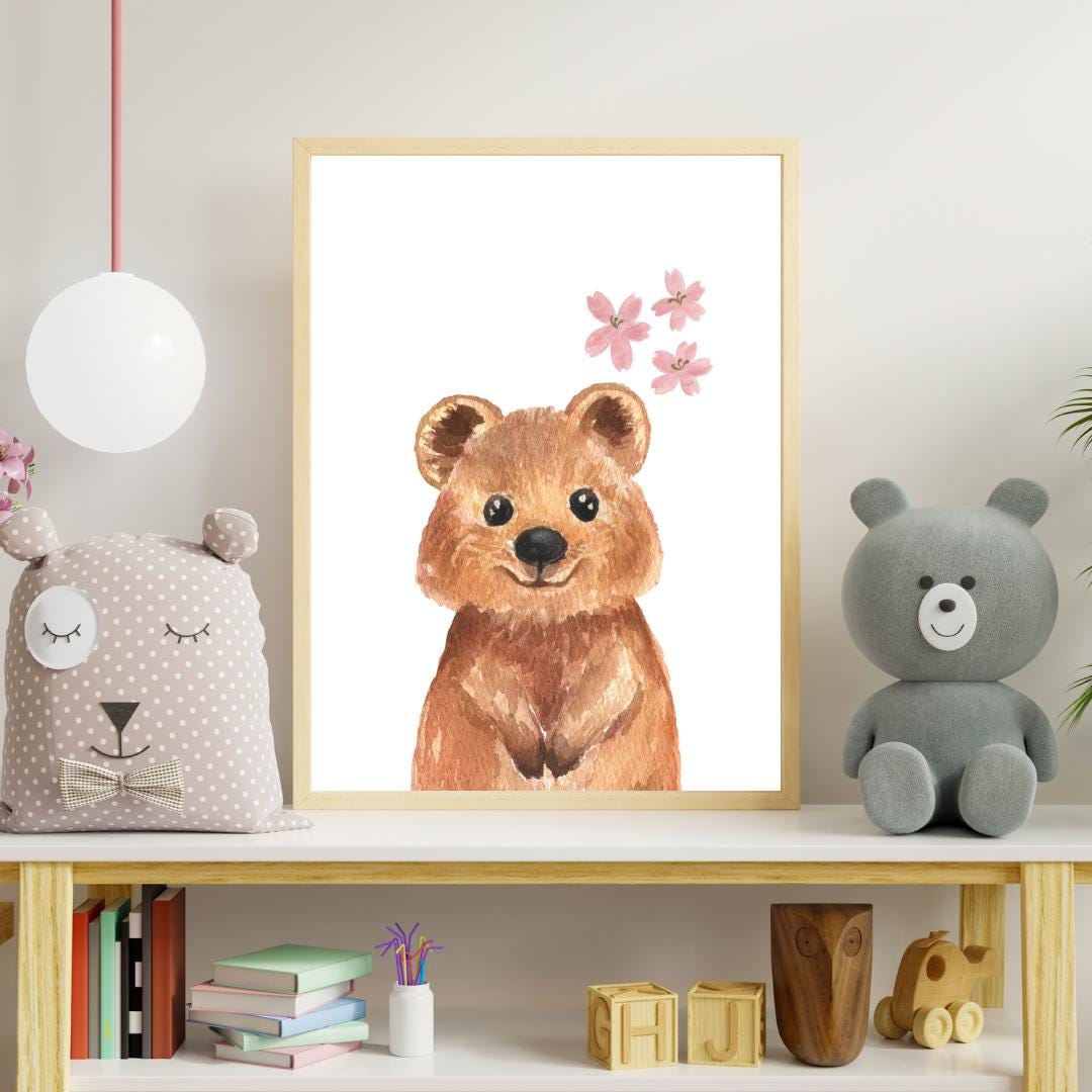 Quokka Print, Australian Animal Print, Kids Room Decor, Nursery Animals ...
