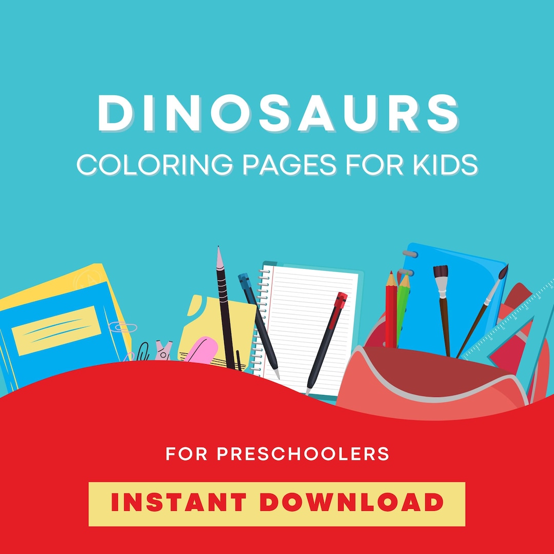 ROAR! 12 Awesome Dinosaur Coloring Pages for Kids - Etsy