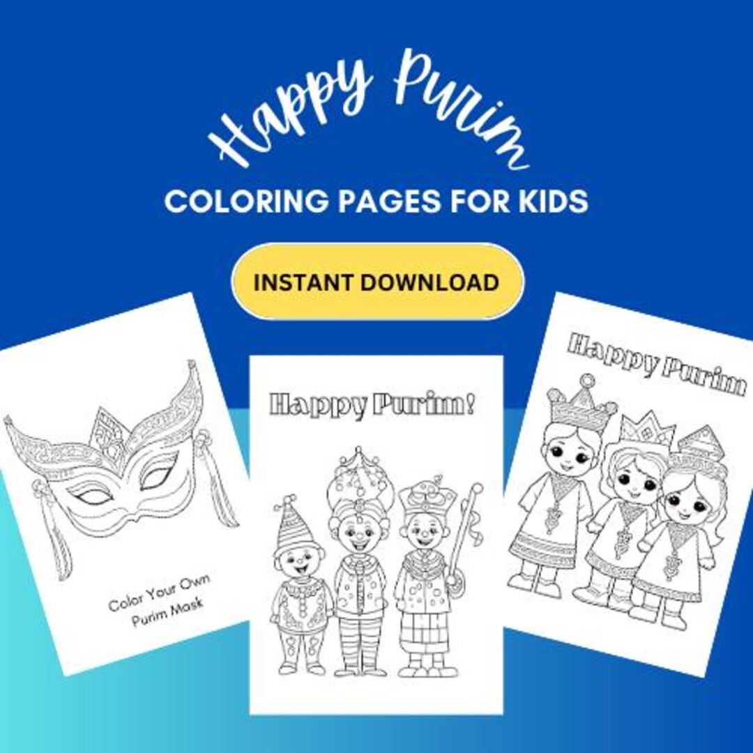 Happy Purim! Purim Coloring Pages + Color Your Own Purim Mask ...