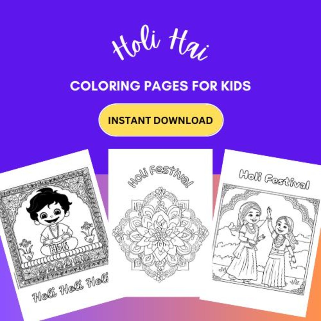 Holi Hai! Printable Coloring Page – Fun Holi Festival Activity for Kids ...