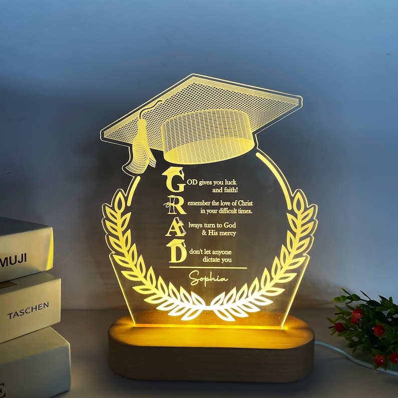 Personalized Graduation Cap LED Night Light With Bible Verse, Custom ...