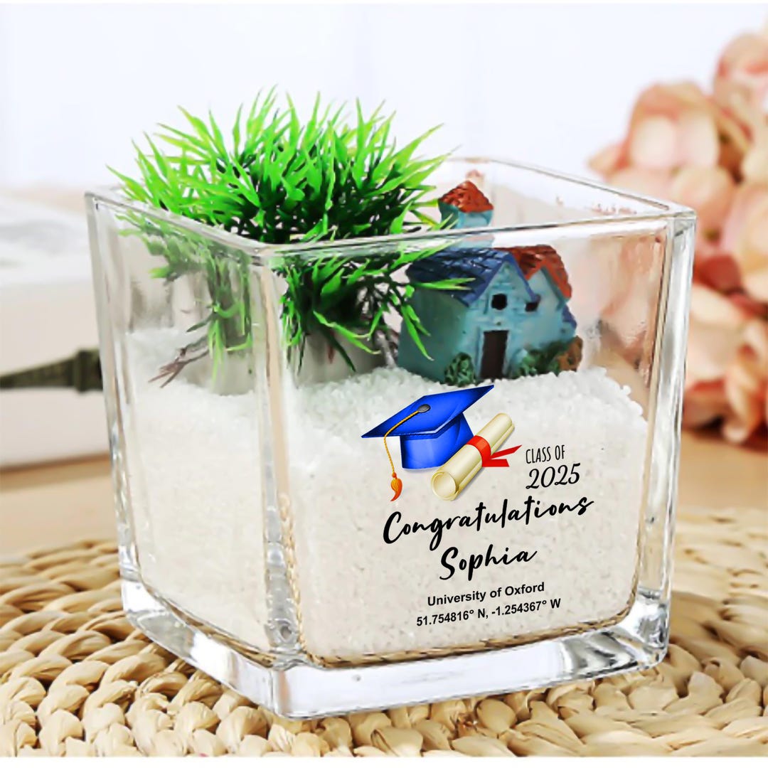 Personalized Graduation Gift | Glass Succulent Planter, Custom Vase - Etsy