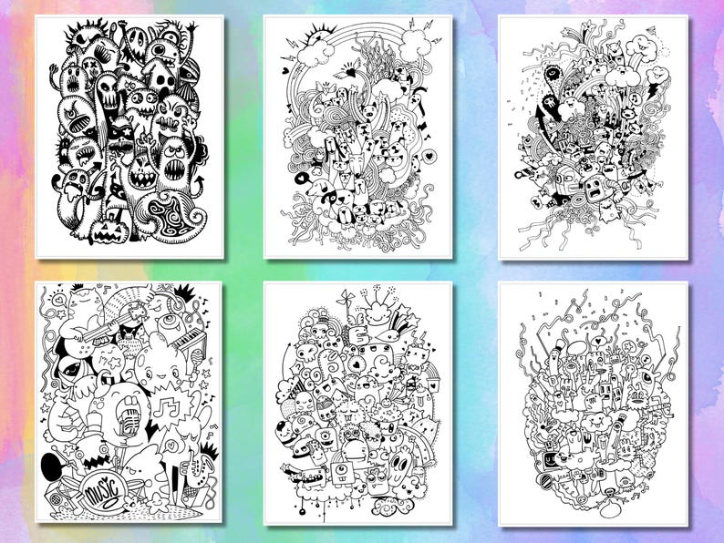 Printable Doodle Coloring Pages, Cute Monster Doodle Coloring Pages ...