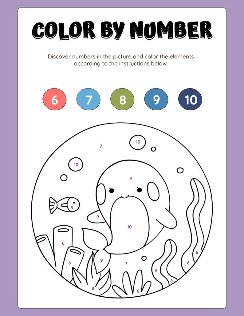 Color by Numbers Activity Pack for Kids | 50 Fun Printable Worksheets ...