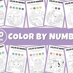 Color by Numbers Activity Pack for Kids | 50 Fun Printable Worksheets ...