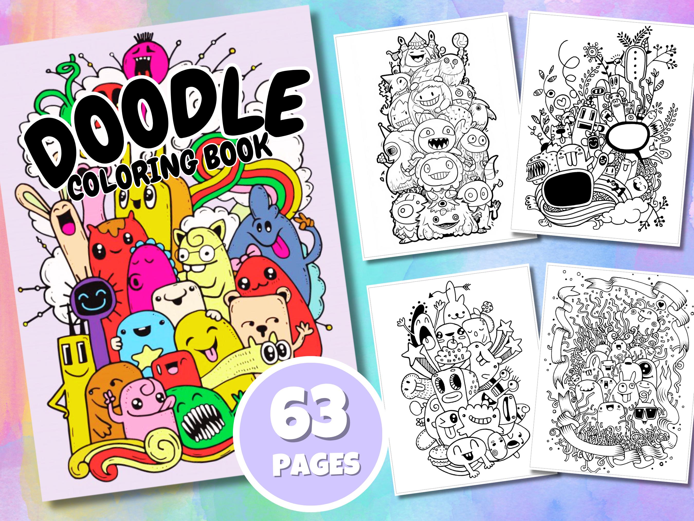 Printable Doodle Coloring Pages, Cute Monster Doodle Coloring Pages ...