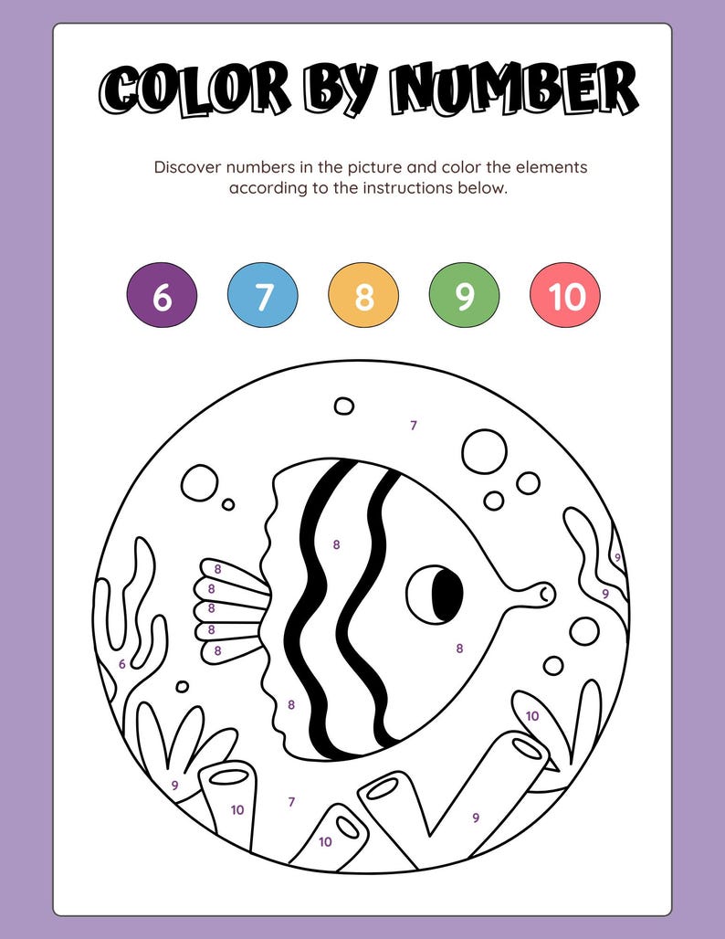 Color by Numbers Activity Pack for Kids | 50 Fun Printable Worksheets ...