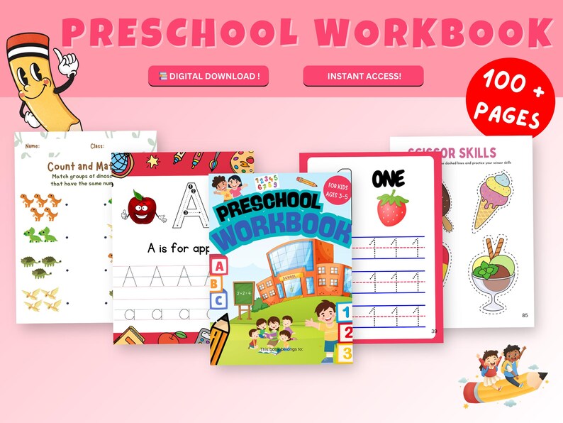Preschool Workbook Printable | 101 Pages Toddler Activity Book | ABC ...