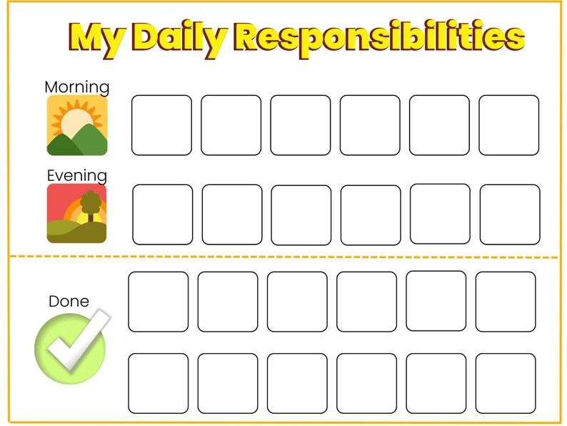 Kids Daily Responsibilities Chart, Printable Daily Routine, Chore Chart ...