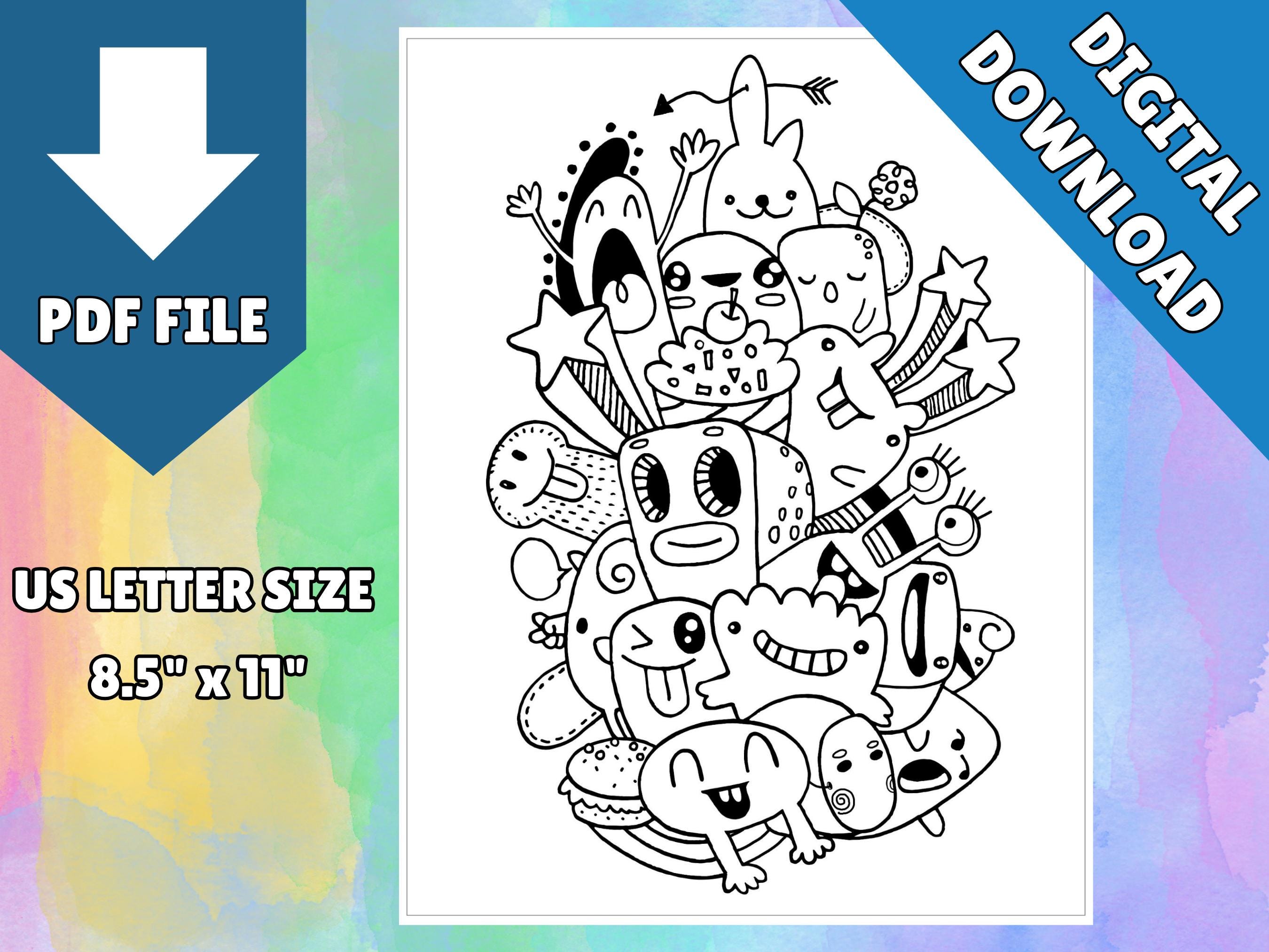 Printable Doodle Coloring Pages, Cute Monster Doodle Coloring Pages ...