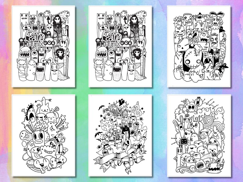 Printable Doodle Coloring Pages, Cute Monster Doodle Coloring Pages ...