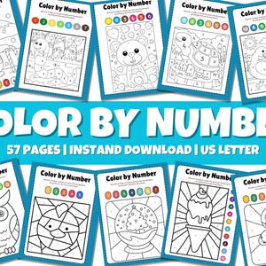 Color by Numbers Activity Pack for Kids | 57 Fun Printable Worksheets ...