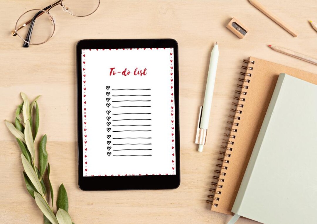 Digital and Printable to Do List Journal in Love Hearts - Etsy