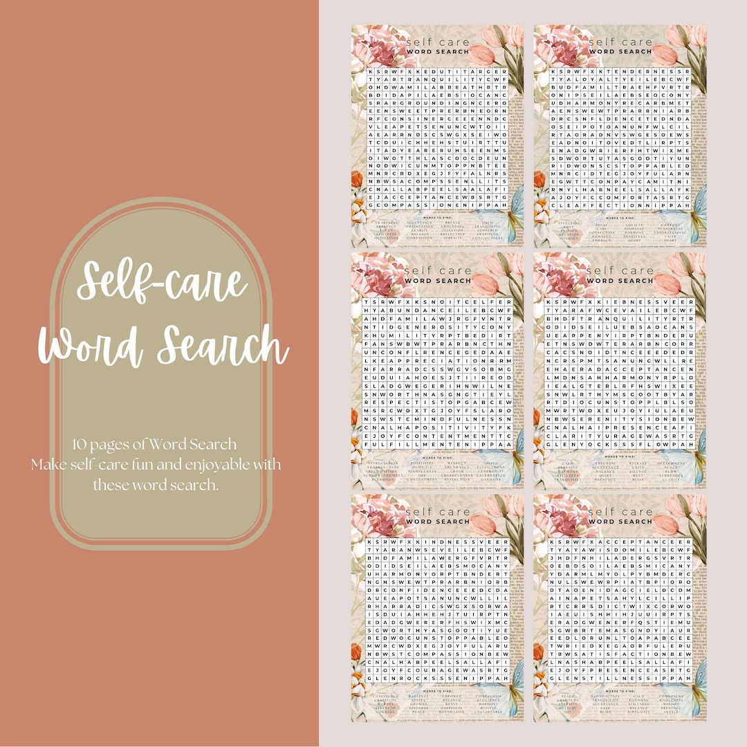 Self-care Word Search | Printable Mental Health Activity | Relaxation ...