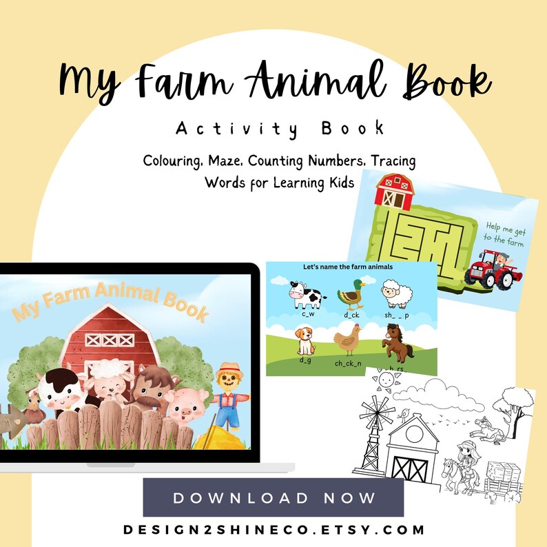 My Farm Animals Children's Activity Book - Toddler's Learning Book With ...