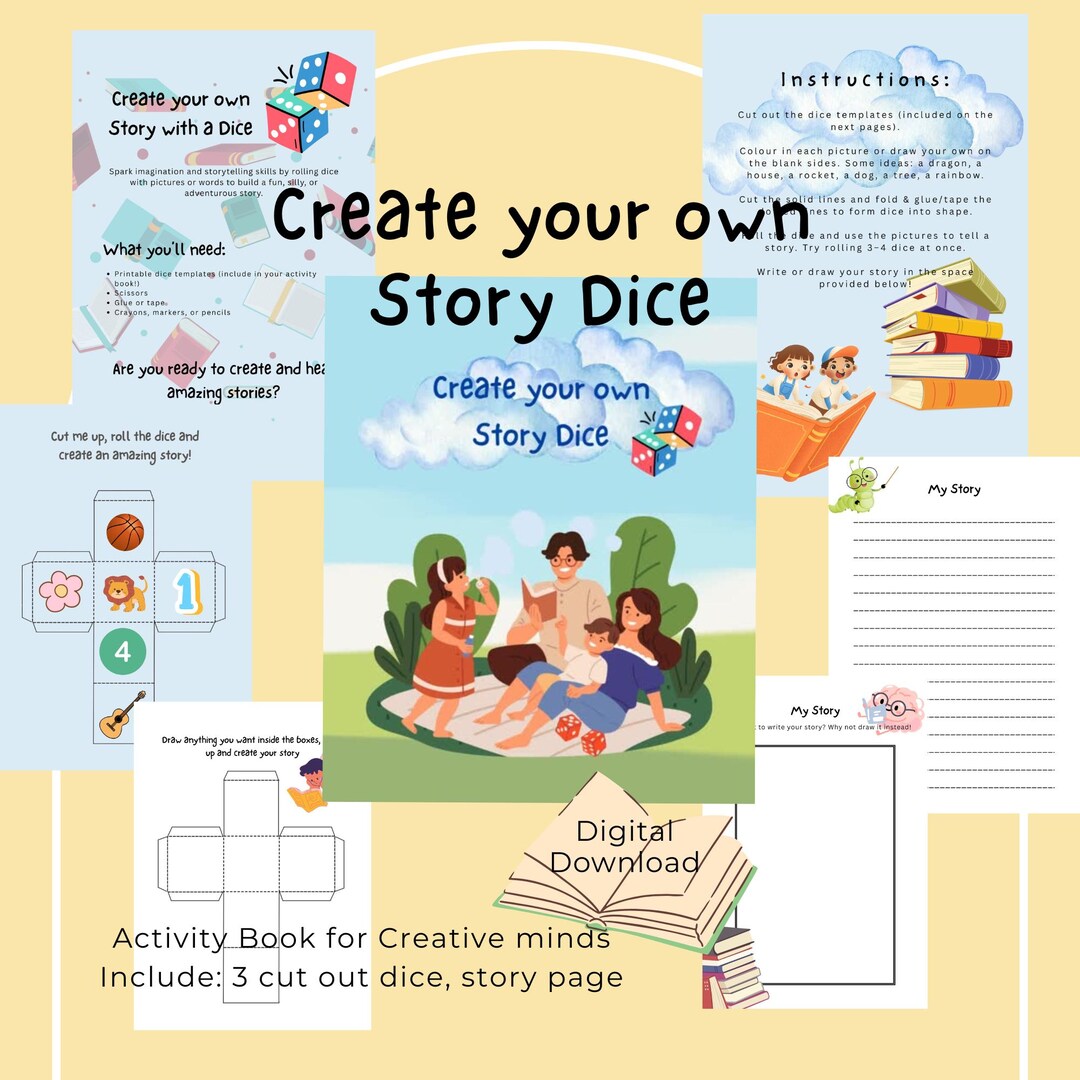 Create Your Own Story Dice Printable for Kids | DIY Dice Activity ...