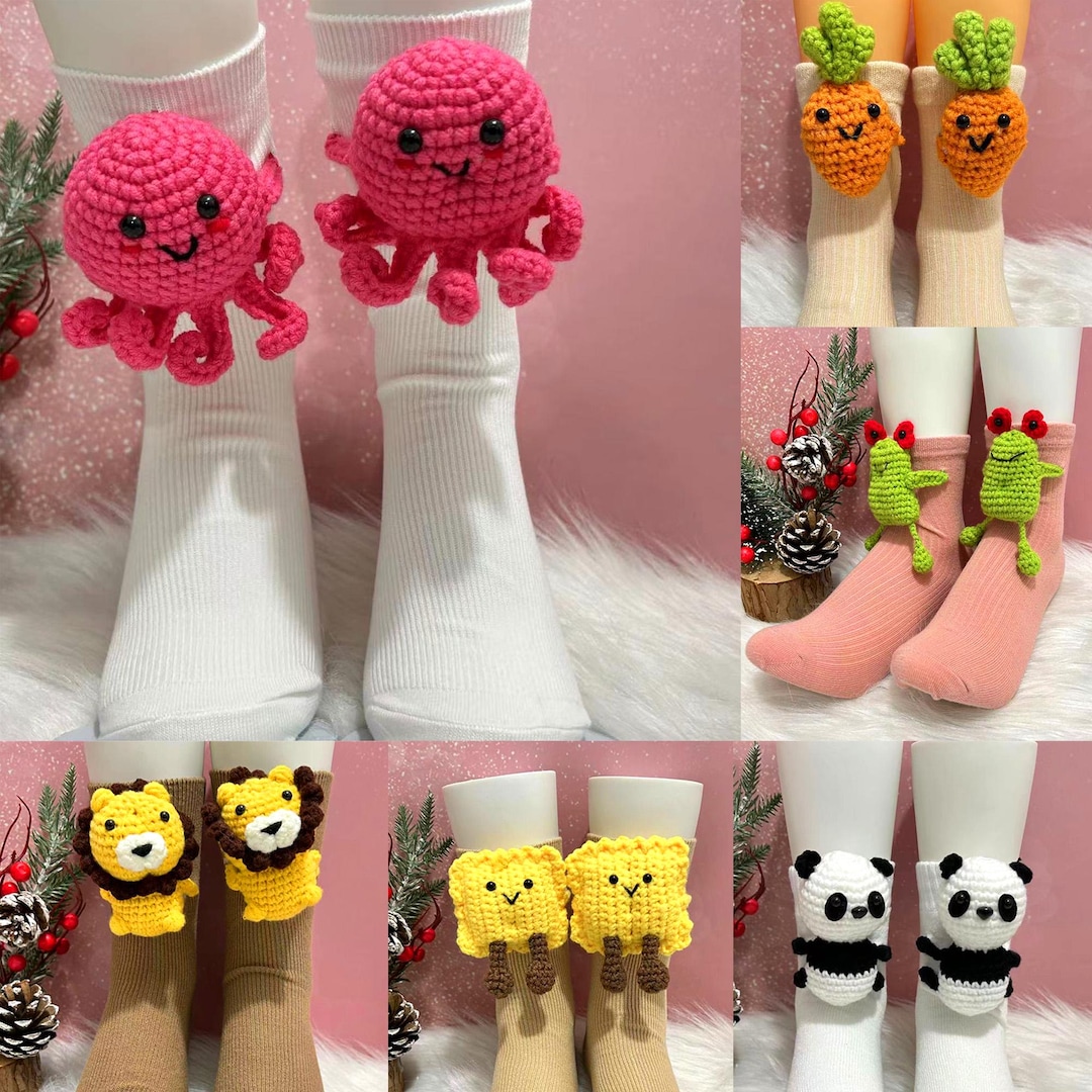 Crochet 3D Animal Socks,crochet Cabbage/radish/italian Dumplings ...