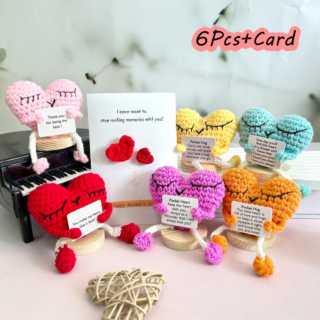 Emotional Support Crochet Heart Pocket Hug Mothers Day Gift Social Long ...