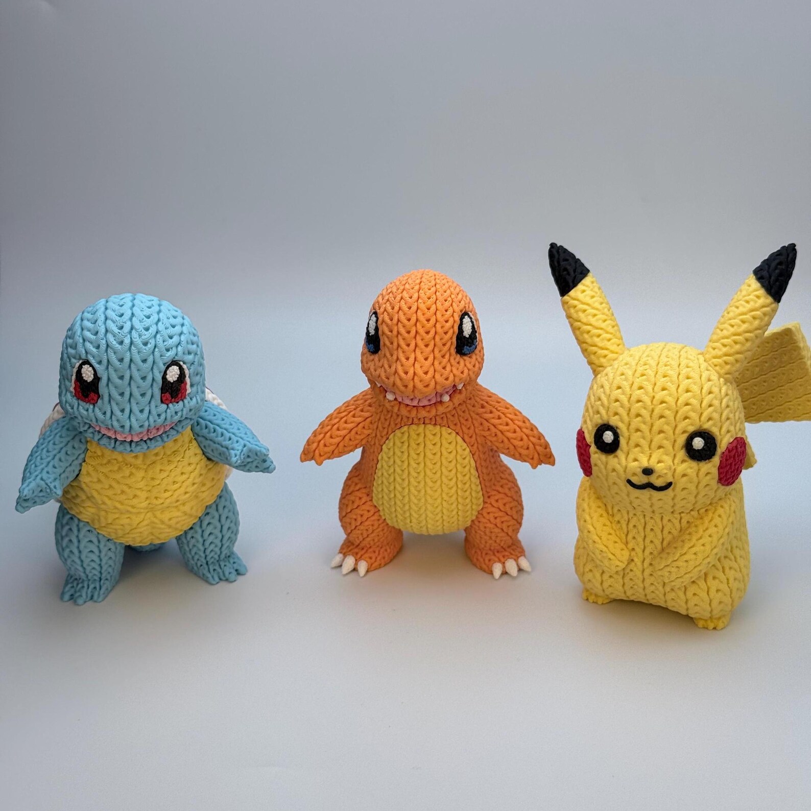 3D Printed Knitted-style Fantasy Creature Trio | Gamer Shelf Decor - Etsy