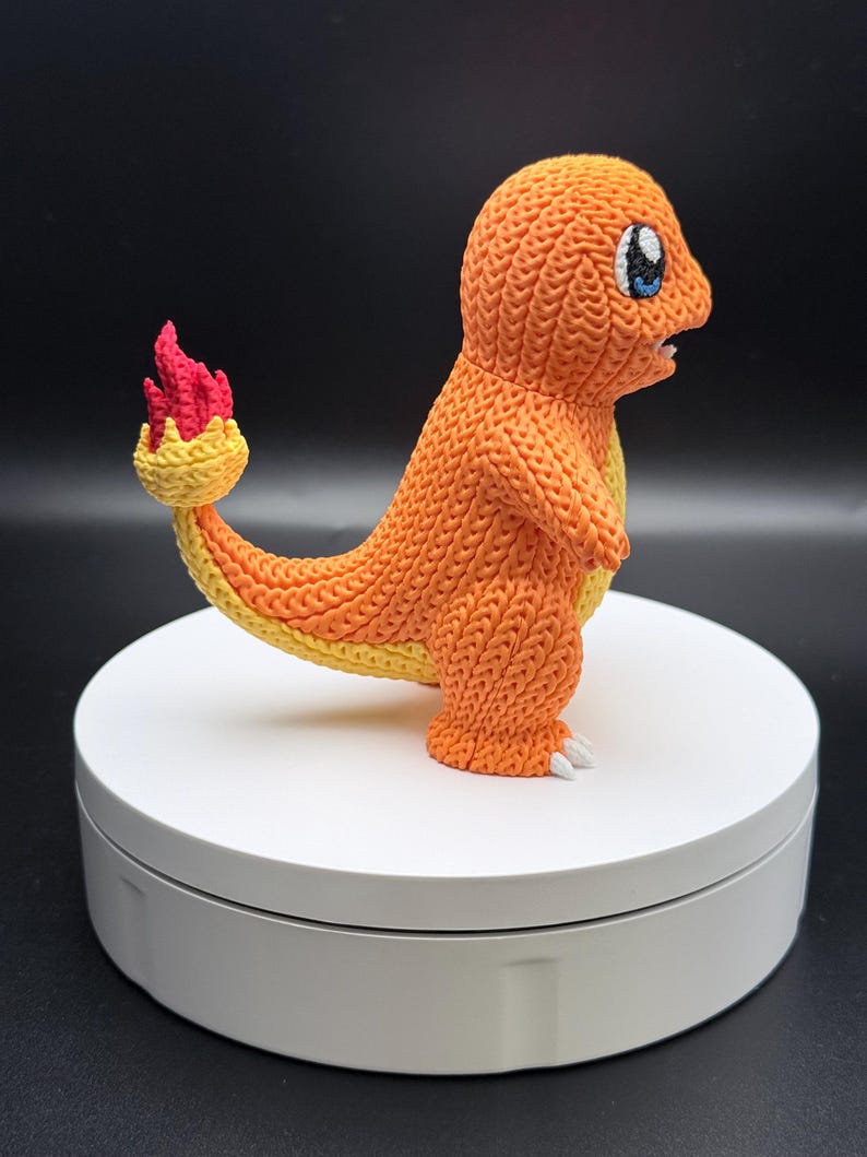 3D Printed Knitted-style Fire Creature Figurine | Cozy Fantasy Shelf ...