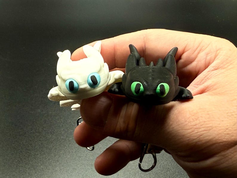 3d Printed Night Fury and Light Fury Flexi Keychains - Etsy