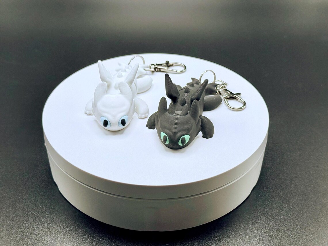 3d Printed Night Fury and Light Fury Flexi Keychains - Etsy