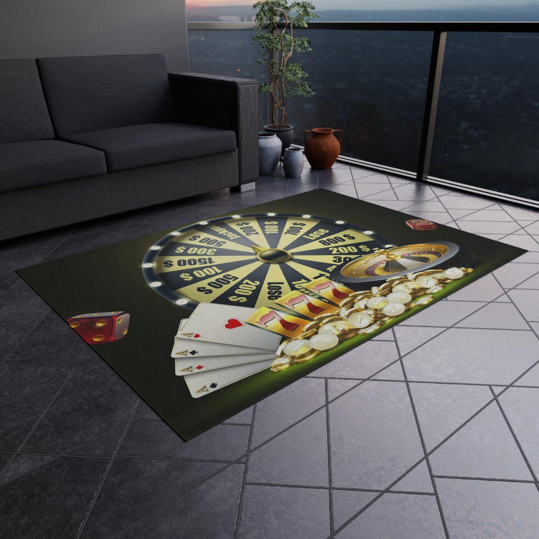 Casino-themed Outdoor Rug, Game Room Decor, Patio Mat, Gambling ...