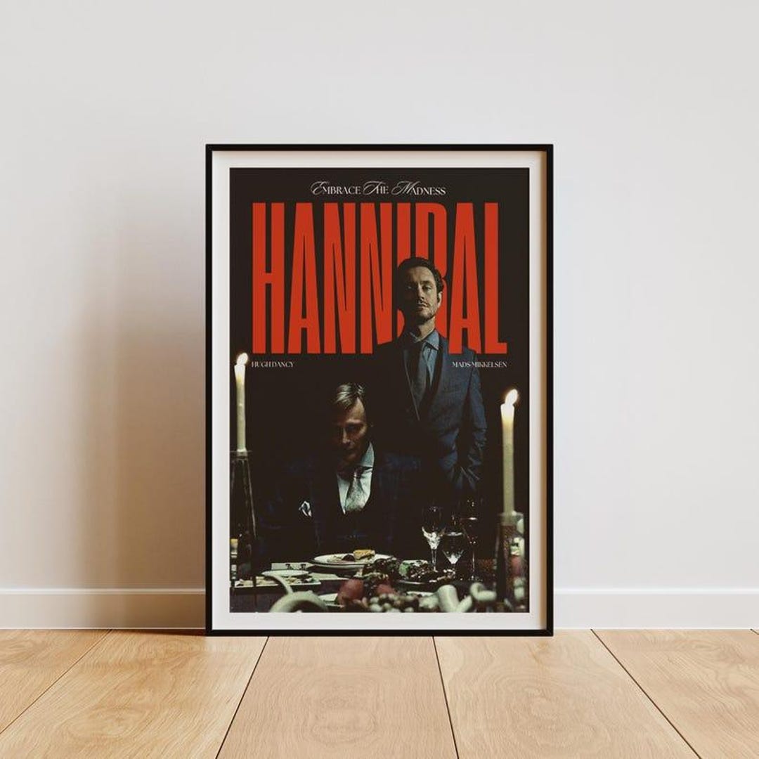 Hannibal TV Series Poster, Mads Mikkelsen Hugh Dancy Art, Dark ...