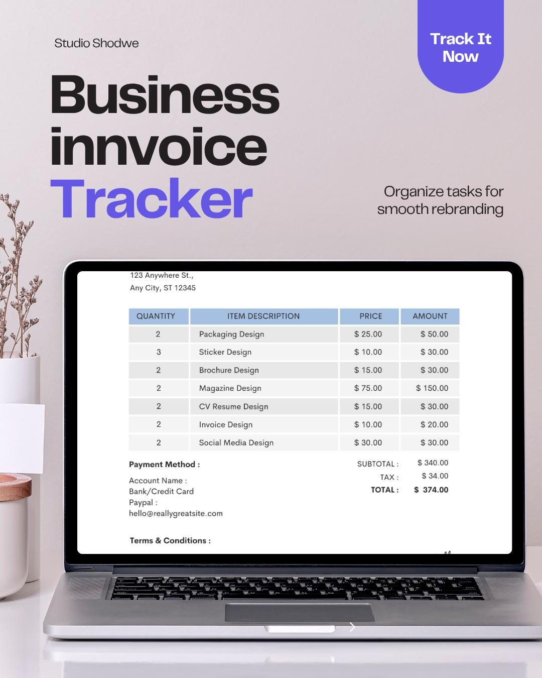 Editable Invoice Template for Small Business Logo,instant Download ...