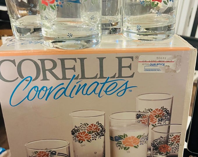 New in Box Vintage Corelle Coordinates Symphony Pattern Set: 12 4 16oz ...