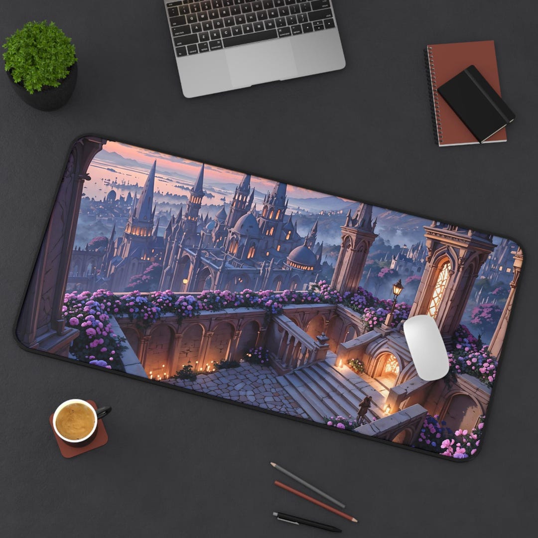 Fantasy Castle Desk Mat, Office Decor, Gamer Accessory, Study Space ...