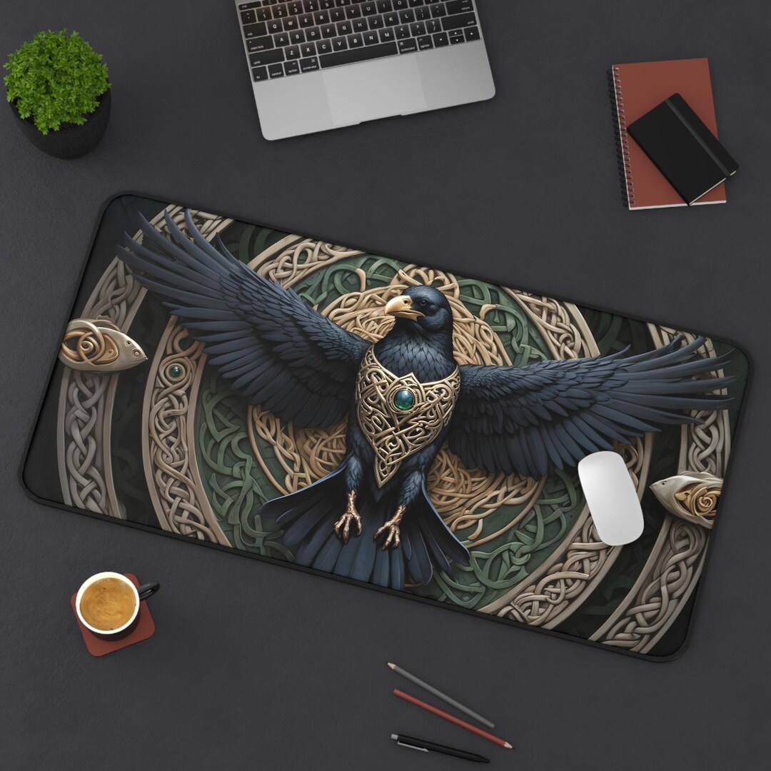 Celtic Raven Deskmat, Knots Mousepad, Non Slip Playmat, Gift for ...