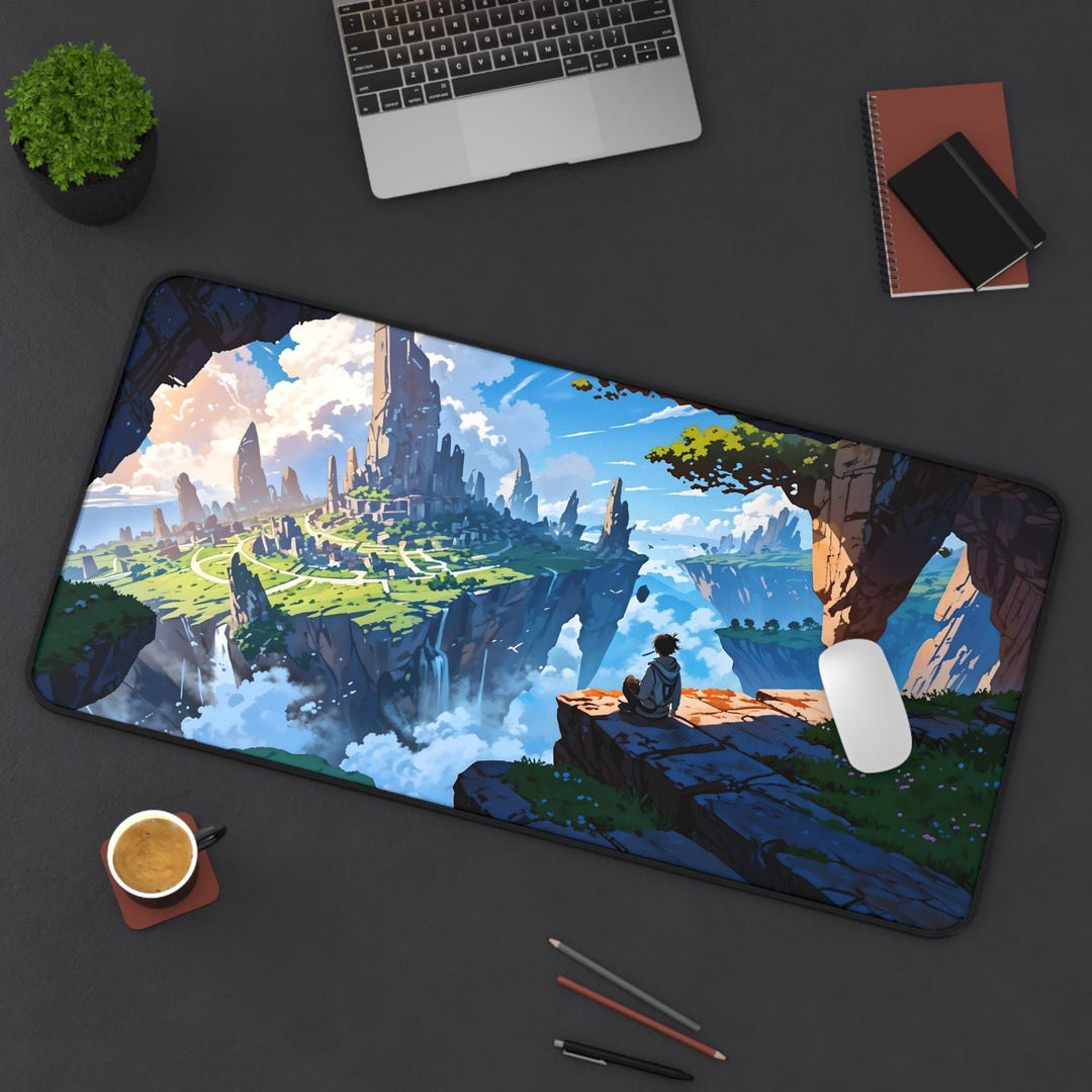 Floating City Deskmat, Air Kingdom Mousepad, Landscape Playmat ...