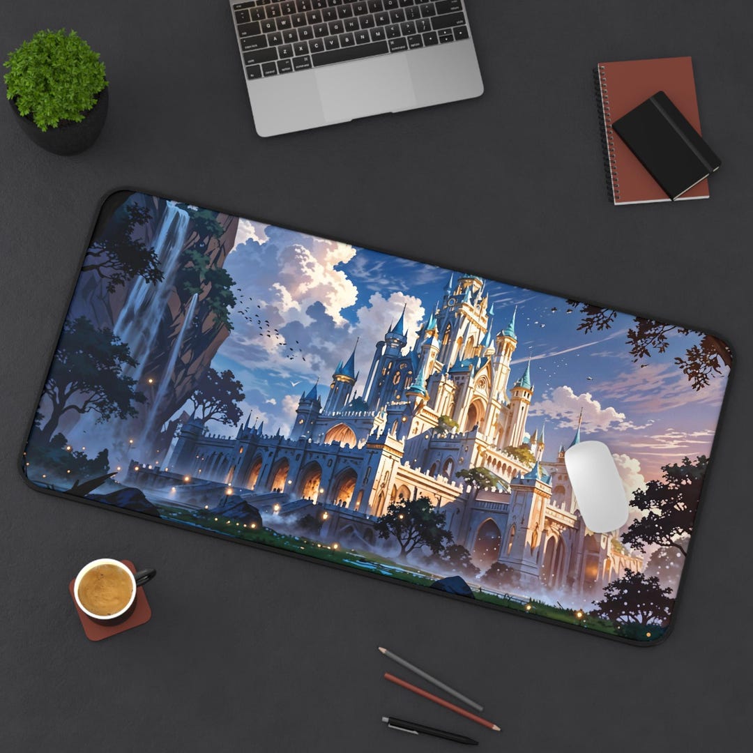 White Elven Castle Playmat, XL Fantasy Landscape Deskmat, TCG RPG ...