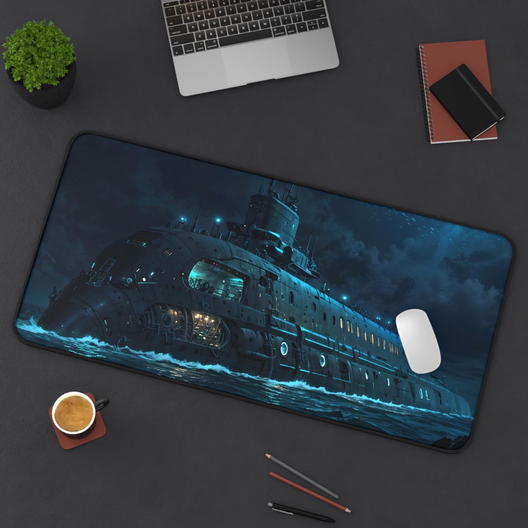 Submarine-themed Desk Mat, Nautical Decor for Gamers, Sea Adventure ...