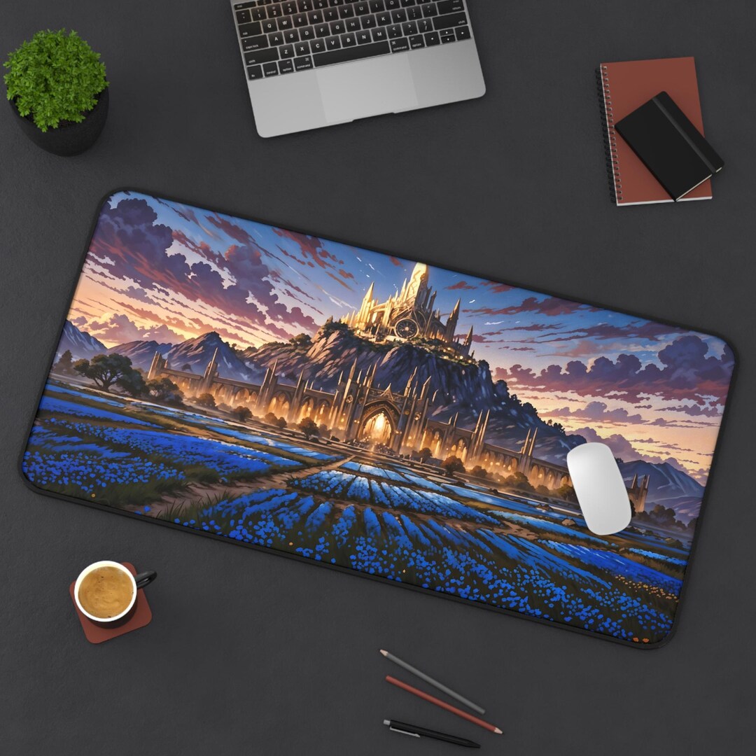 Elven City Desk Mat - Fantasy Elf Landscape Mousepad, Playmat, TCG RPG ...