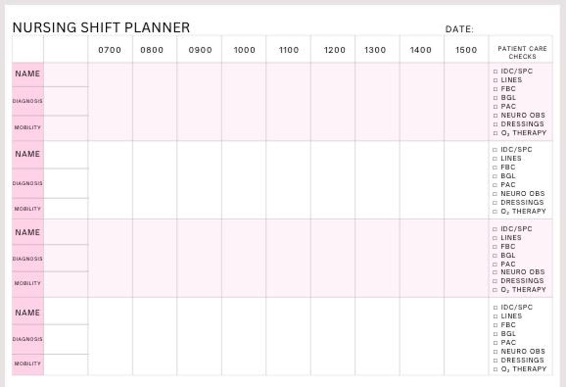 Nursing Shift Planner - Etsy Australia
