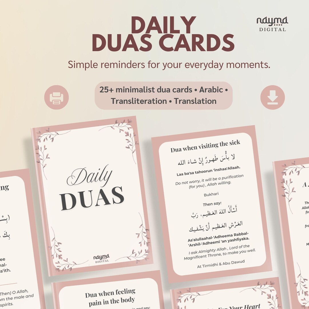 Daily Duas Cards • Minimal Islamic Reminder Cards (printable PDF) - Etsy