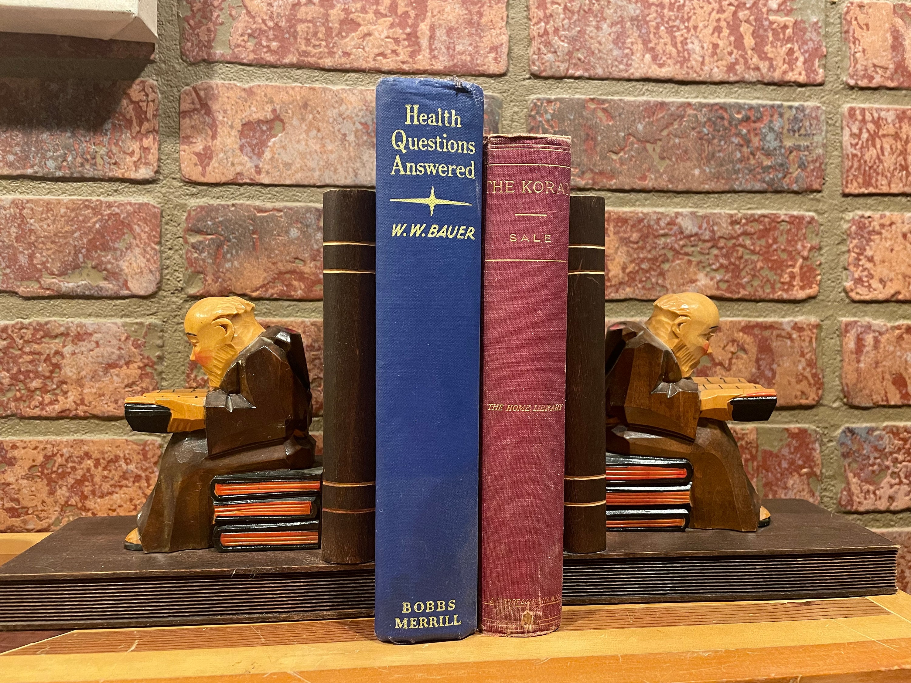 Vintage Carved Wooden Monk Bookends Germany - Etsy