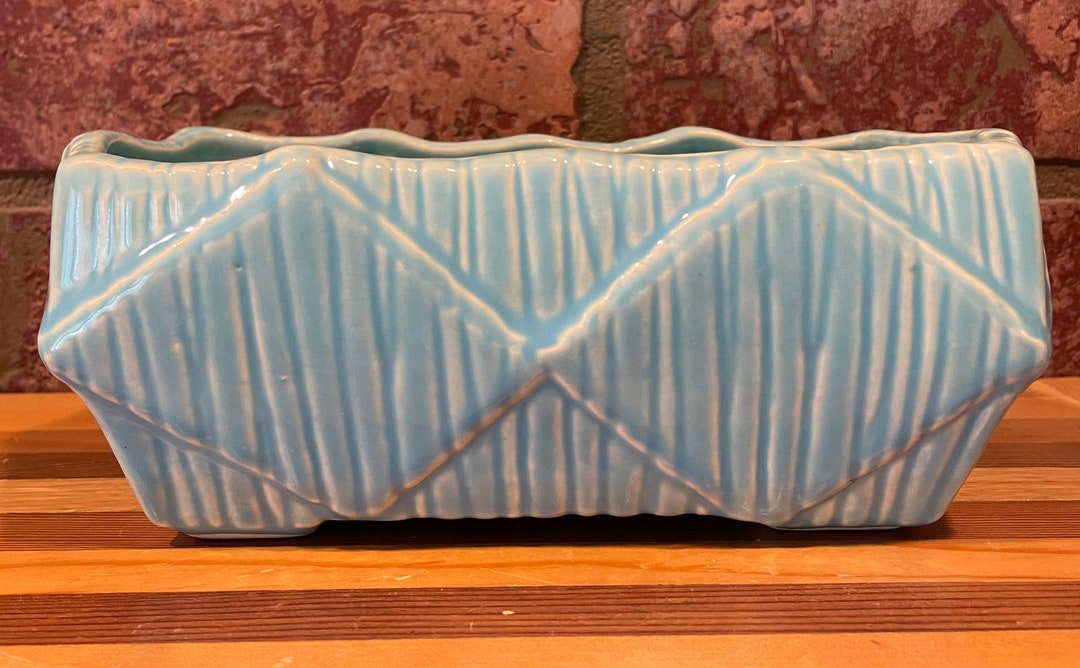Vintage MCM Mccoy Blue Rectangular Planter - Etsy