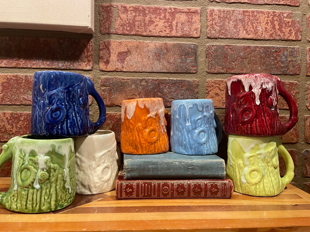 Vintage Ceramic Drip Glazed Tree Trunk Woodland Mug Set of 7 FREE ...